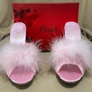Pleaser | Shoes | New Pleaser Marabou Fur Rhinestone Heel Slide Mules ...
